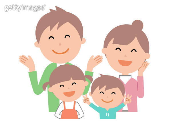 Four smiling second-generation family upper body (1493775203) 일러스트, 무료 ...