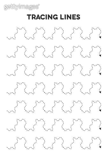 Tracing lines. Worksheets for kids. Preschool education. (1745083272 ...