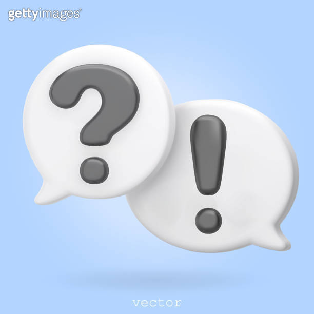 3d rendering faq icon, question and exclamation mark sign with speech bubble. Ask FAQ and answer ...