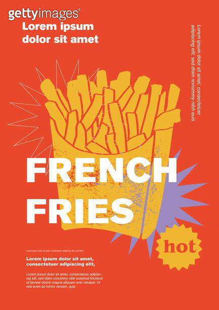 Fast food, french fries. Price tag or poster design. Set of vector ...