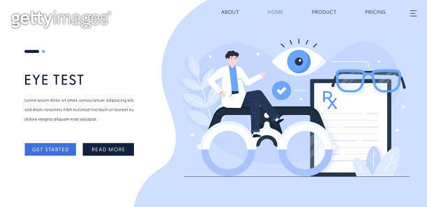 Eye Test Illustration for Landing Page Template 이미지 (1652368868) - 게티이미지뱅크