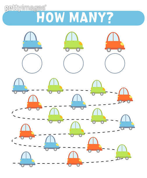 Math game for kids. How many cars are there. Printable worksheets ...