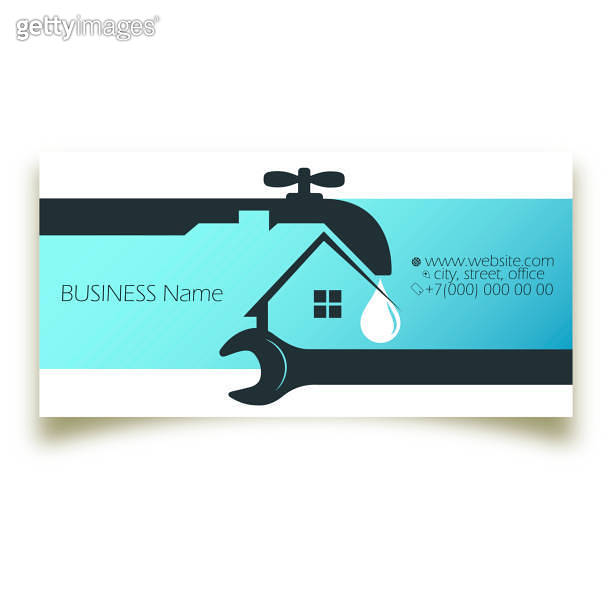 Wrench and water faucet, business card for plumbing service 이미지 ...