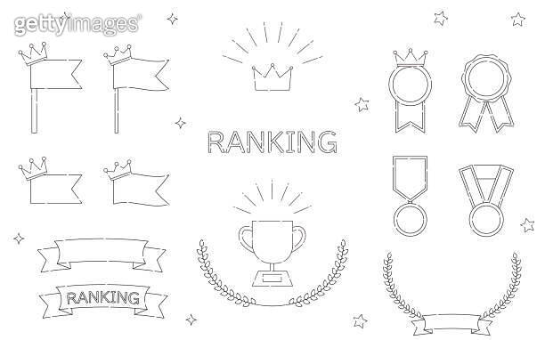 Simple line drawing ranking icon set, no text (1888890869) - 게티이미지뱅크