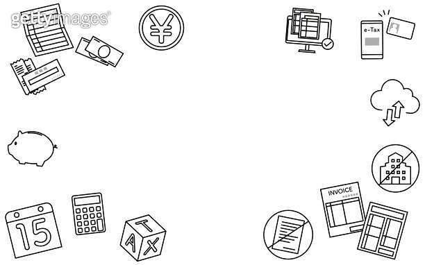 Simple line drawing icon set frame for tax returns (1735122918) 일러스트 ...