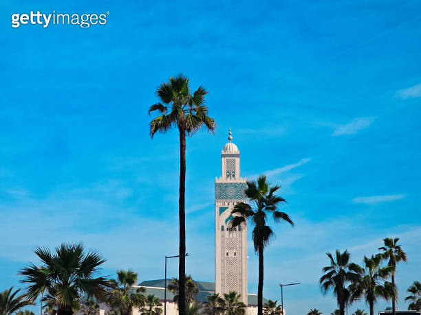 Scenic view of the Famous Hassan II Mosque ( landmark) , It is the ...
