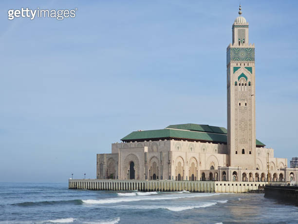 Scenic view of the Famous Hassan II Mosque ( landmark) , It is the ...