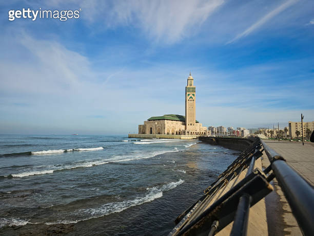 Scenic view of the Famous Hassan II Mosque ( landmark) , It is the ...