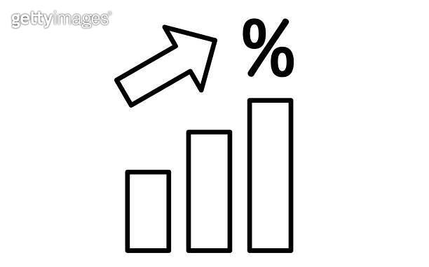 Icons showing interest rates and yield increases, simple line drawing ...