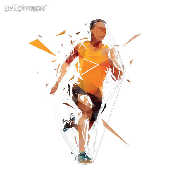 Run, running man, front view, low poly isolated vector illustration 이미지 ...