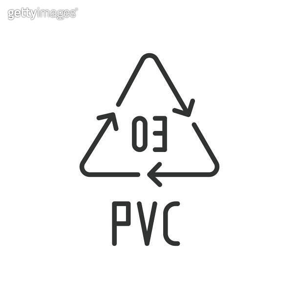 PVC 03 recycling code symbol line icon. Plastic recycling vector ...