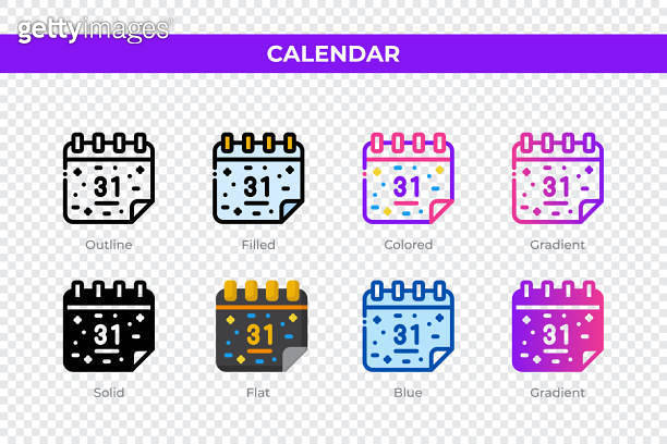 Calendar icons in different style. Calendar icons set. Holiday symbol ...