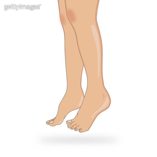 Female legs barefoot, side view. Vector illustration, hand drawn ...