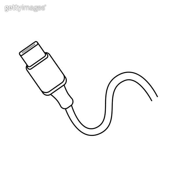 USB type C icon cable editable stroke. Vector illustration EPS 10. 이미지 ...