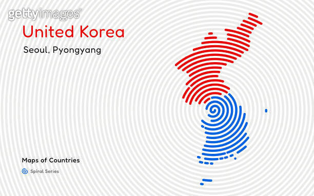 Creative map of South and North Korea. Capital: Seoul, Pyongyang ...