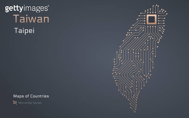 Creative map of Taiwan.Chip map. Taipei. Capital. 이미지 (1763558105) - 게티 ...