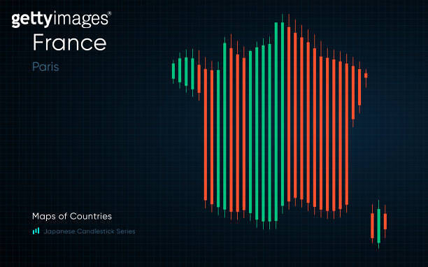 France map is shown in a chart with bars and lines (1789067234) 일러스트 ...