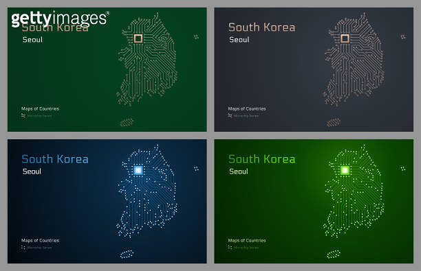 South Korea creative maps set with a capital of Seoul Shown in a ...