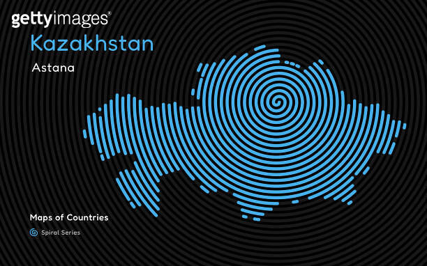 Creative map of Kazakhstan. Political map. Astana, Almaty (1713630557 ...