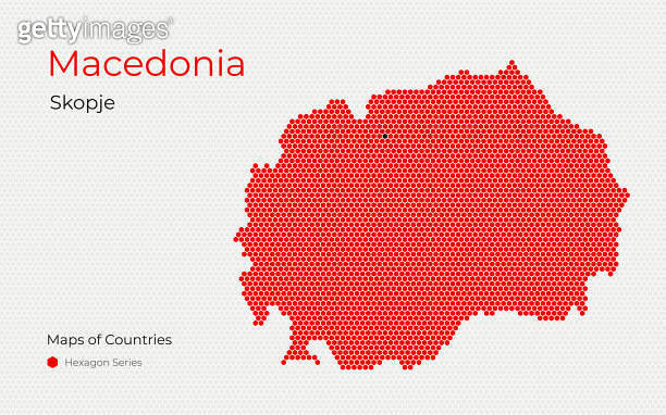 Macedonia, North Macedonia, Skopje, Balkans. Creative vector map. White ...
