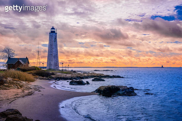 New Haven Landmark Lighthouse at the beachfront of Morgan Point Park ...