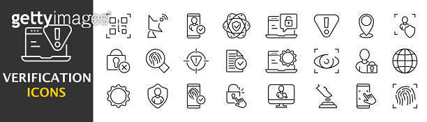 Verification and authorization symbols. Set of simple icons in ...