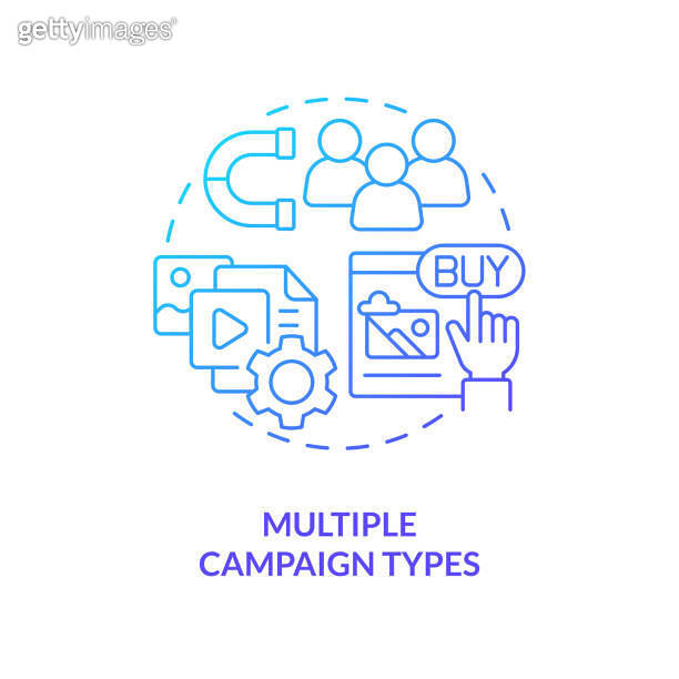 Multiple campaign types blue gradient concept icon 이미지 (1465804024 ...