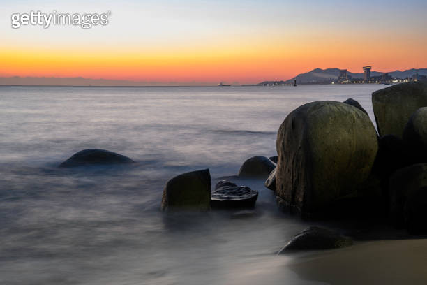 Sunrise Seascape at Sacheon Harbor in Gangneung City, South Korea over ...