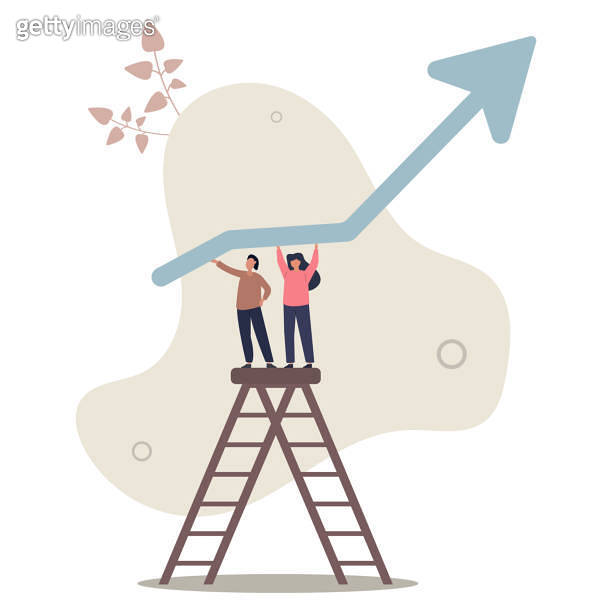 Team growth, teamwork to help improve working and achieve success, work ...