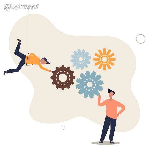 Collaboration or cooperate for team success, working together as ...