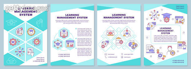 Learning management system blue brochure template (1453810955) 일러스트, 무료 ...