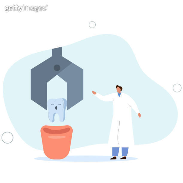 Tooth removal cartoon vector illustration. Dental forceps pulling ...