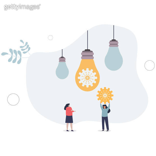 Creative business idea, implementation of innovation.people develop ...