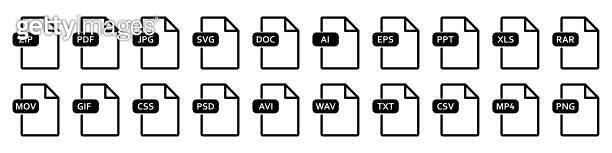 Collection of file formats big icon. File format of document - PDF, DOC ...