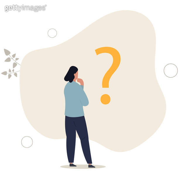 Thinking skeptical man flat vector illustration.Puzzlement, doubts ...