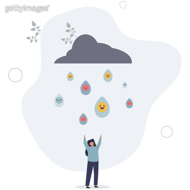 Emotions and weather as unpredictable feelings impact .flat vector ...