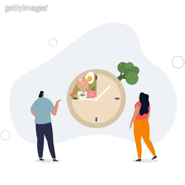 Intermittent fasting with time window for food eating. Healthy diet for ...