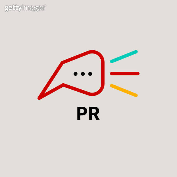 PR icon with bubble and speaker (1465484774) - 게티이미지뱅크
