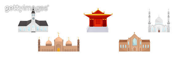Temples and Place of Worship of Different Religion Vector Set 이미지 ...