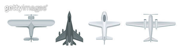 Jet Fighter and Aircraft Top View Vector Set (1531392636) - 게티이미지뱅크