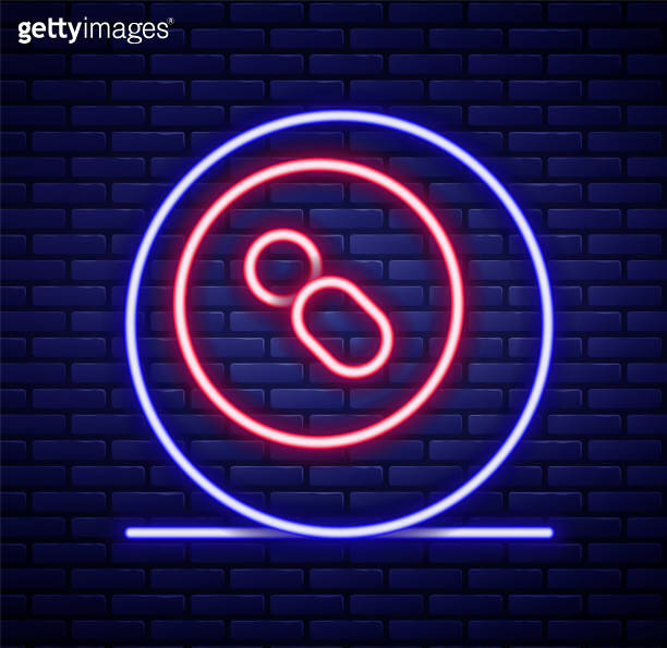 Glowing neon line Billiard pool snooker ball with number 8 icon ...