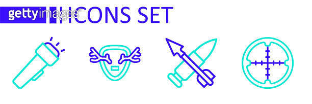 Set line Sniper optical sight, Crossed bullet with arrow, Deer antlers ...