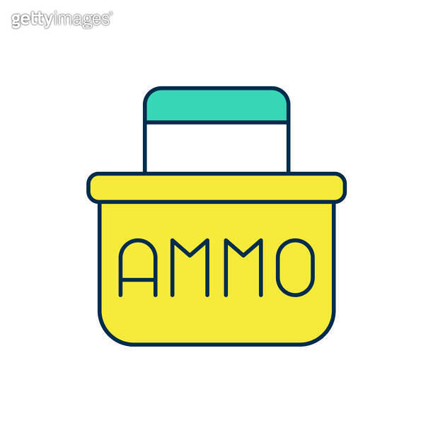 Filled outline Military ammunition box with some ammo bullets icon ...