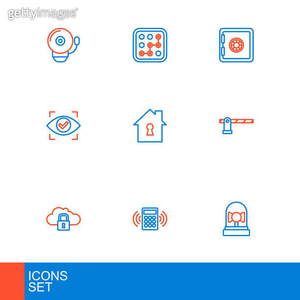 Set line Ringing alarm bell, Security keypad access panel, Cloud ...