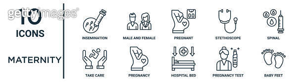 maternity outline icon set includes thin line insemination, pregnant ...