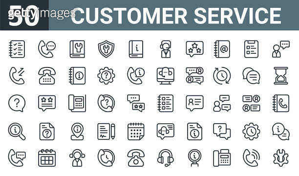 set of 50 outline web customer service icons such as checklist ...