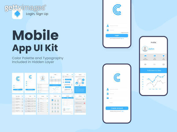 Wireframe UI, UX and GUI Layout with Different Login Screens including ...
