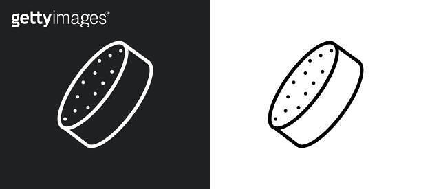 wiping sponge tool outline icon in white and black colors. wiping ...