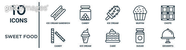 sweet food outline icon set includes thin line ice cream sandwich, ice ...