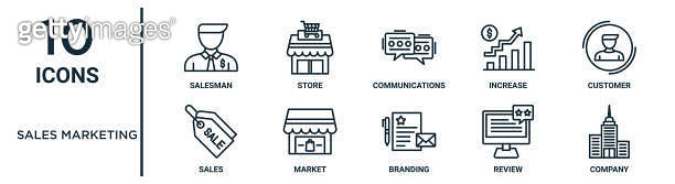 sales marketing outline icon set includes thin line salesman ...